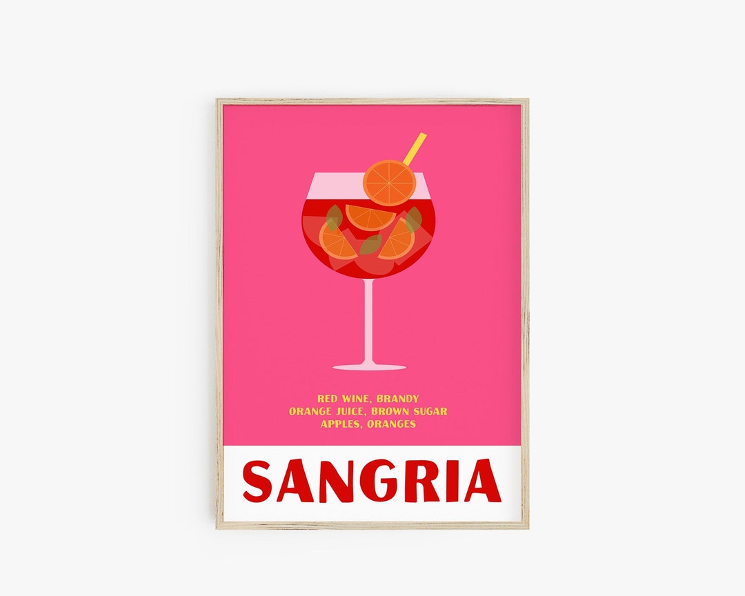 Sangria Poster Print, Cocktail Wall Art Print, Alcohol Print, Cocktail ...