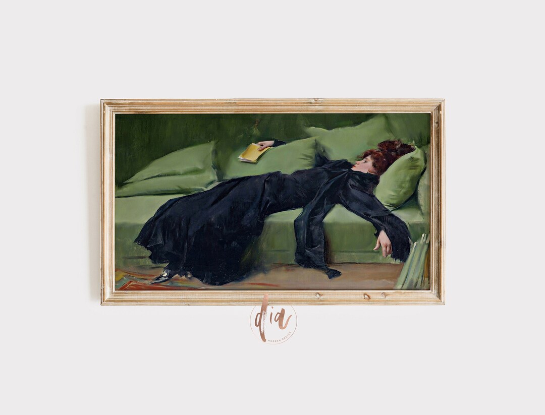 Samsung Frame TV Art, Decadent Women Portrait, Emerald Green Art ...
