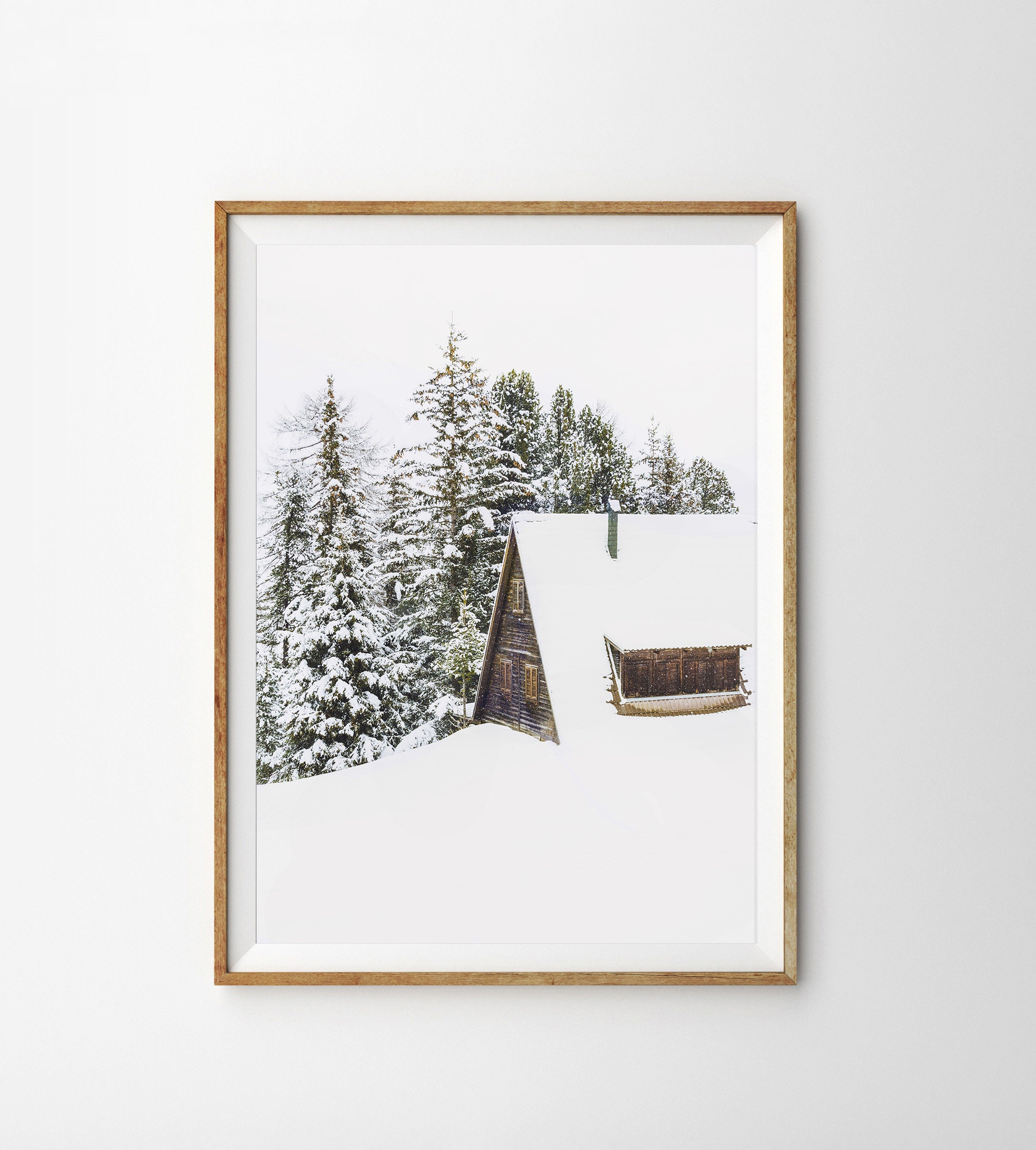 Winter Print Set of 5 Prints Moose Log Cabin Printable Art Woodland ...