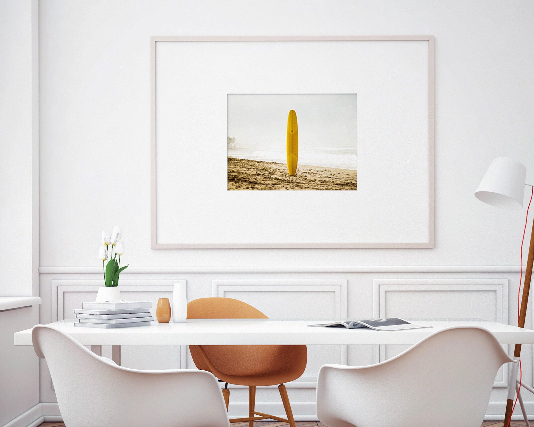 Horizontal Surfboard Print Beach Decor California Wall Art Yellow ...