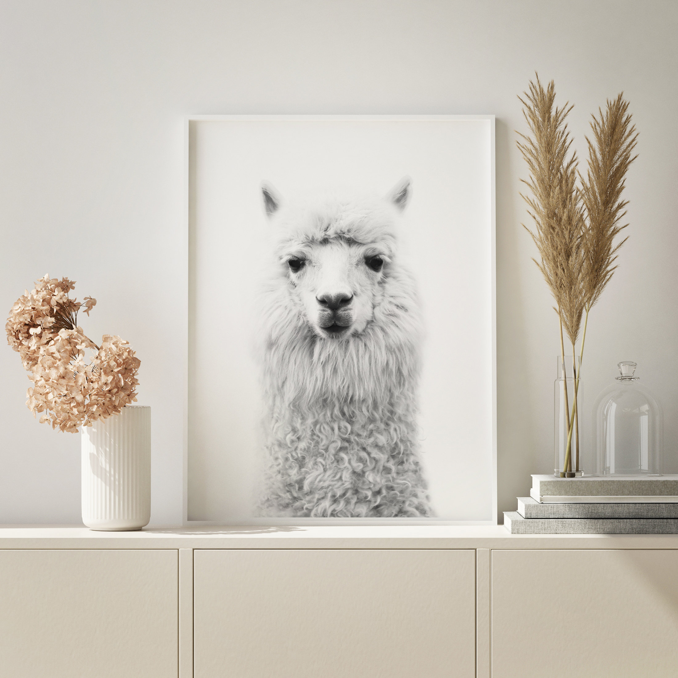 Llama Print Alpaca Print Black and White Boho Decor Boho Nursery Animal ...