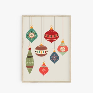 Retro Christmas Poster Bundle, Set of 12 Preppy Xmas Decor, Mid Century ...