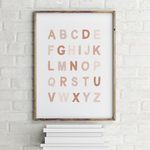 Neutral Alphabet Poster Printable Wall Art Nursery Decor Classroom ...