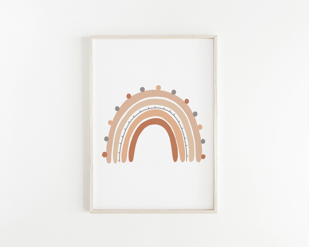 Rainbow Nursery Decor Boho Rainbow Poster Pom Poms Printable Art Gender ...