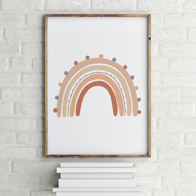 Rainbow Nursery Decor Boho Rainbow Poster Pom Poms Printable - Etsy