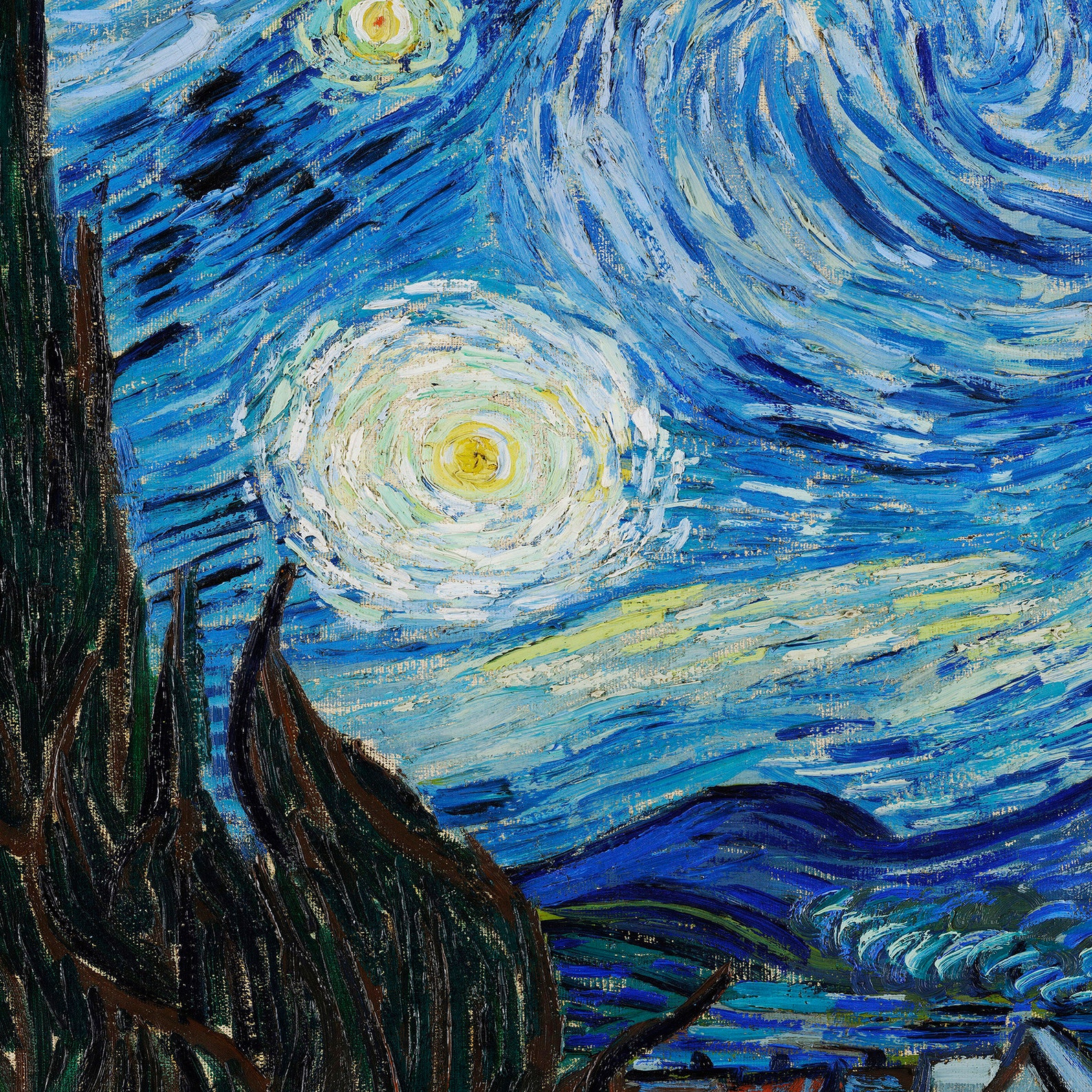 Van Gogh Starry Night Print, Digital Copy of Famous Painting, Landscape ...