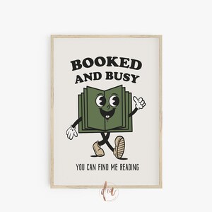 Retro Reading Poster, Classroom Wall Art, Vintage Book Cartoon, Mascot ...