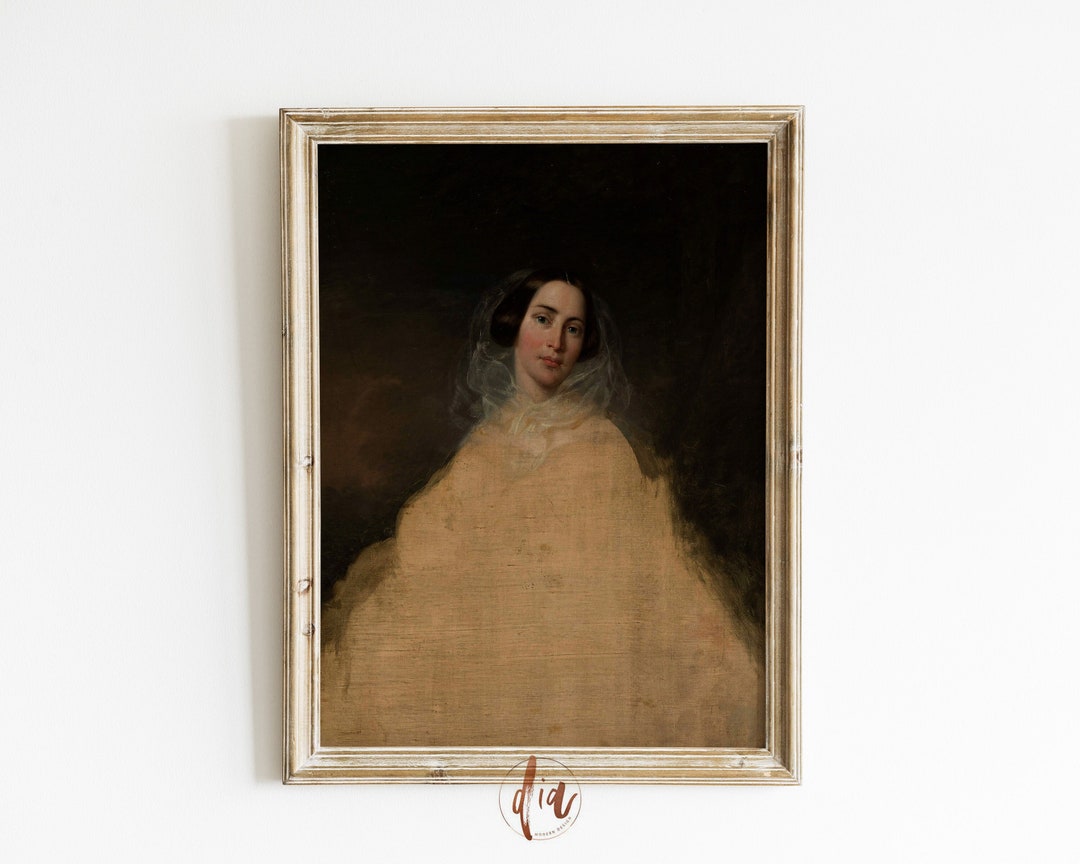 Moody Female Portrait, Dark Vintage Portrait Painting, Classic Painting ...