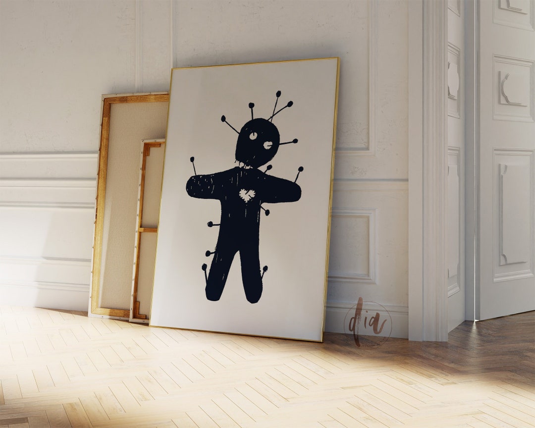 Voodoo Doll Print, Halloween Printable Art, Trendy Wall Art, Preppy ...
