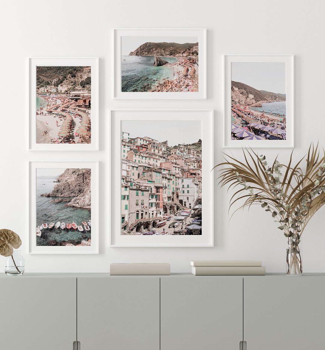 Italy Print Set of 5 Prints, Cinque Terre Wall Art, Gallery Wall Set ...