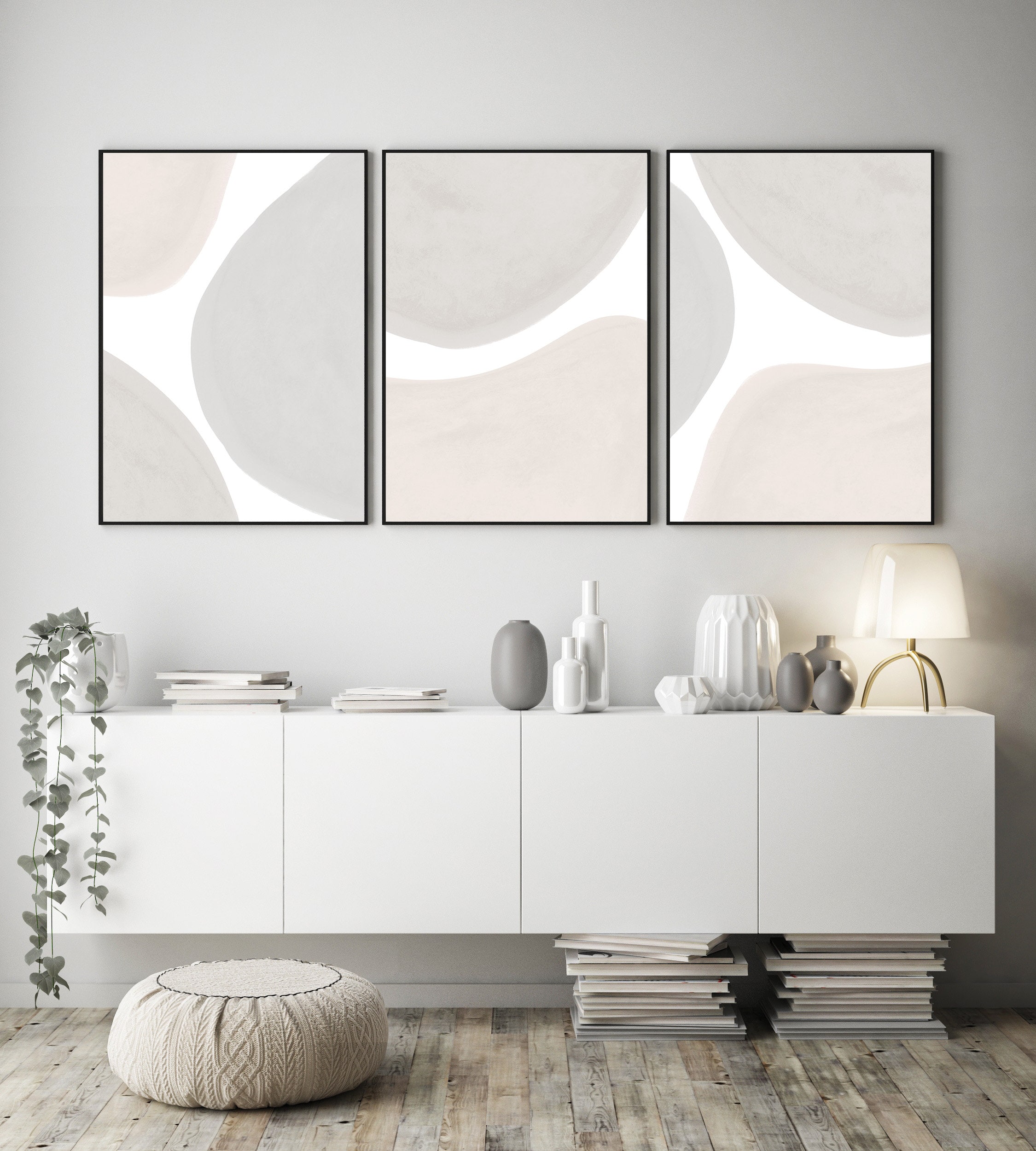 Neutral Wall Art Set of 3 Prints Abstract Art Print Set - Etsy