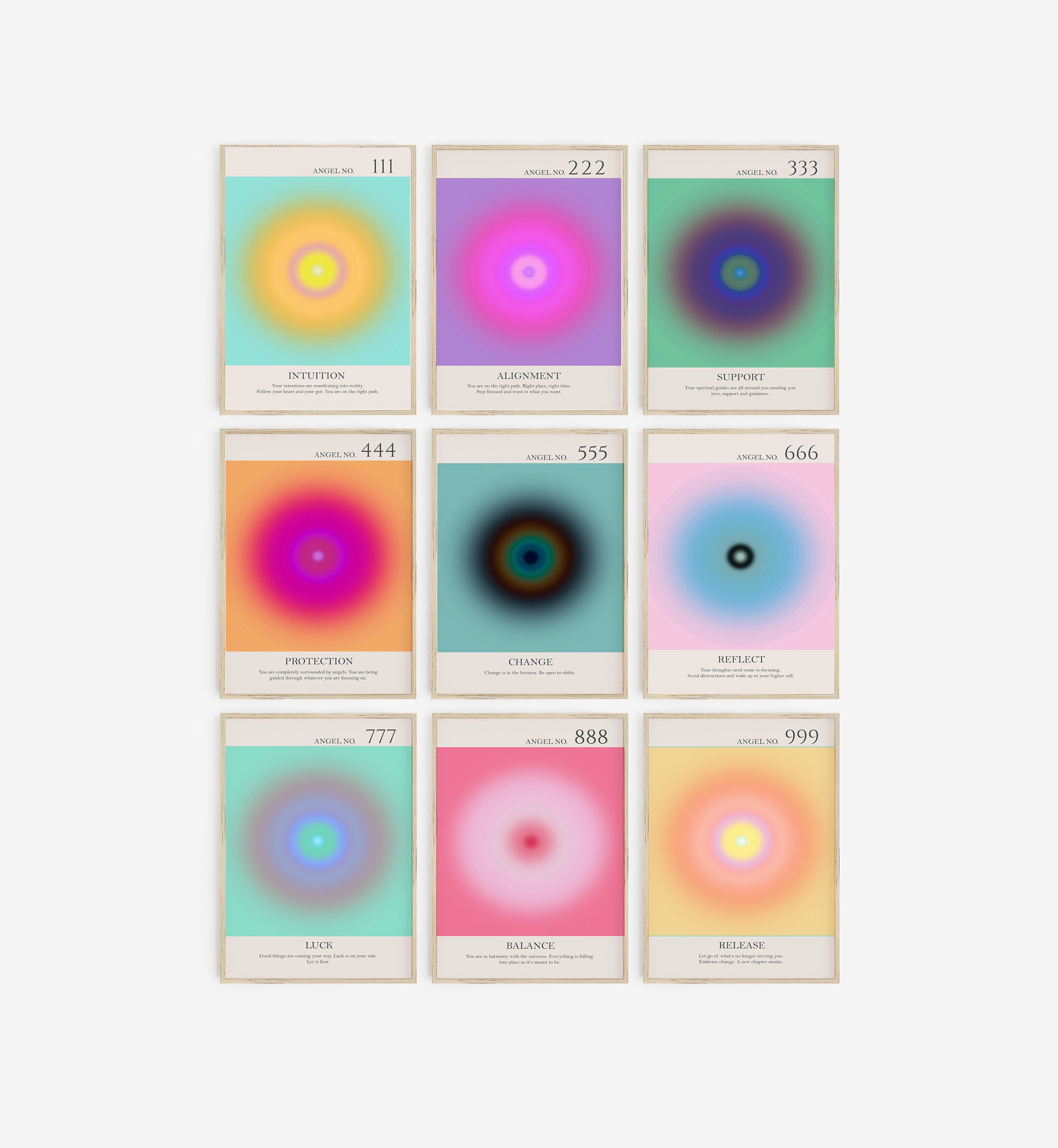 Angel Numbers Print Set Aura Poster Mental Health Posters | Etsy