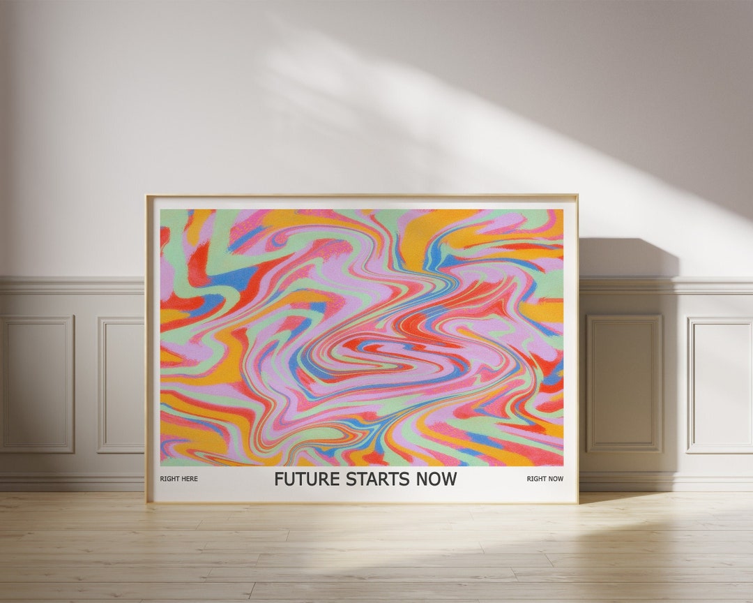 Retro Affirmation Print, Aura Poster, Horizontal Print, Future Starts ...