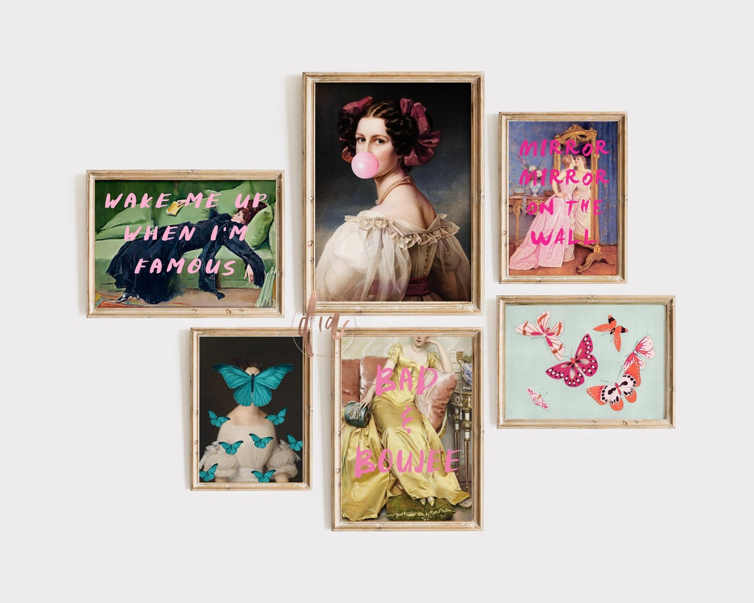 Eclectic Gallery Wall Set of 6 Altered Art Print Set - Etsy