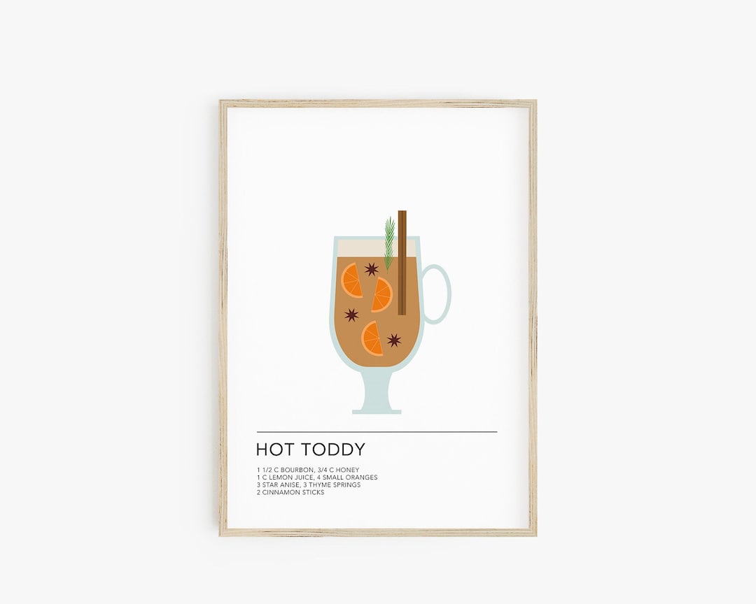 Hot Toddy Recipe Print, Bar Cart Prints, Holiday Cocktails, Printable ...