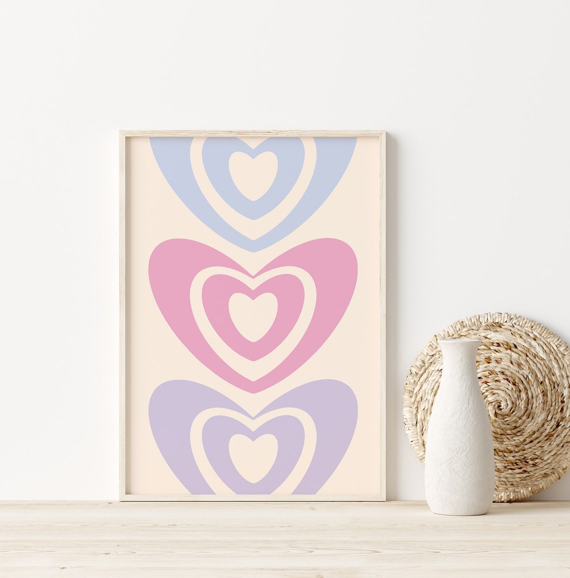 Pastel Hearts Print Y2K Print Y2K Decor Danish Pastel - Etsy