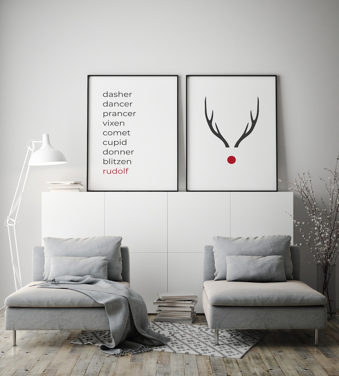 Rudolf Print Set of 2 Prints Printable Reindeer Names - Etsy