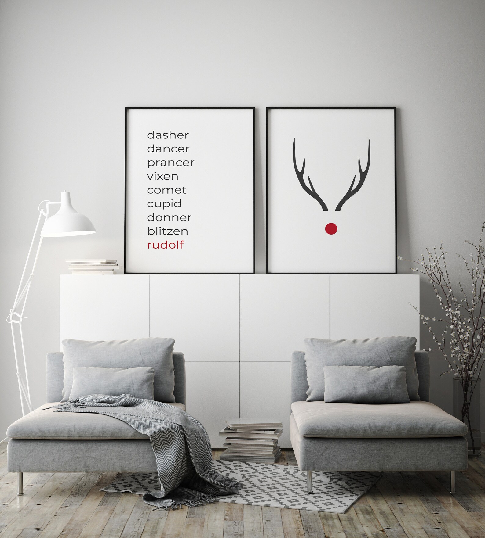 Rudolf Print Set of 2 Prints Printable Reindeer Names - Etsy