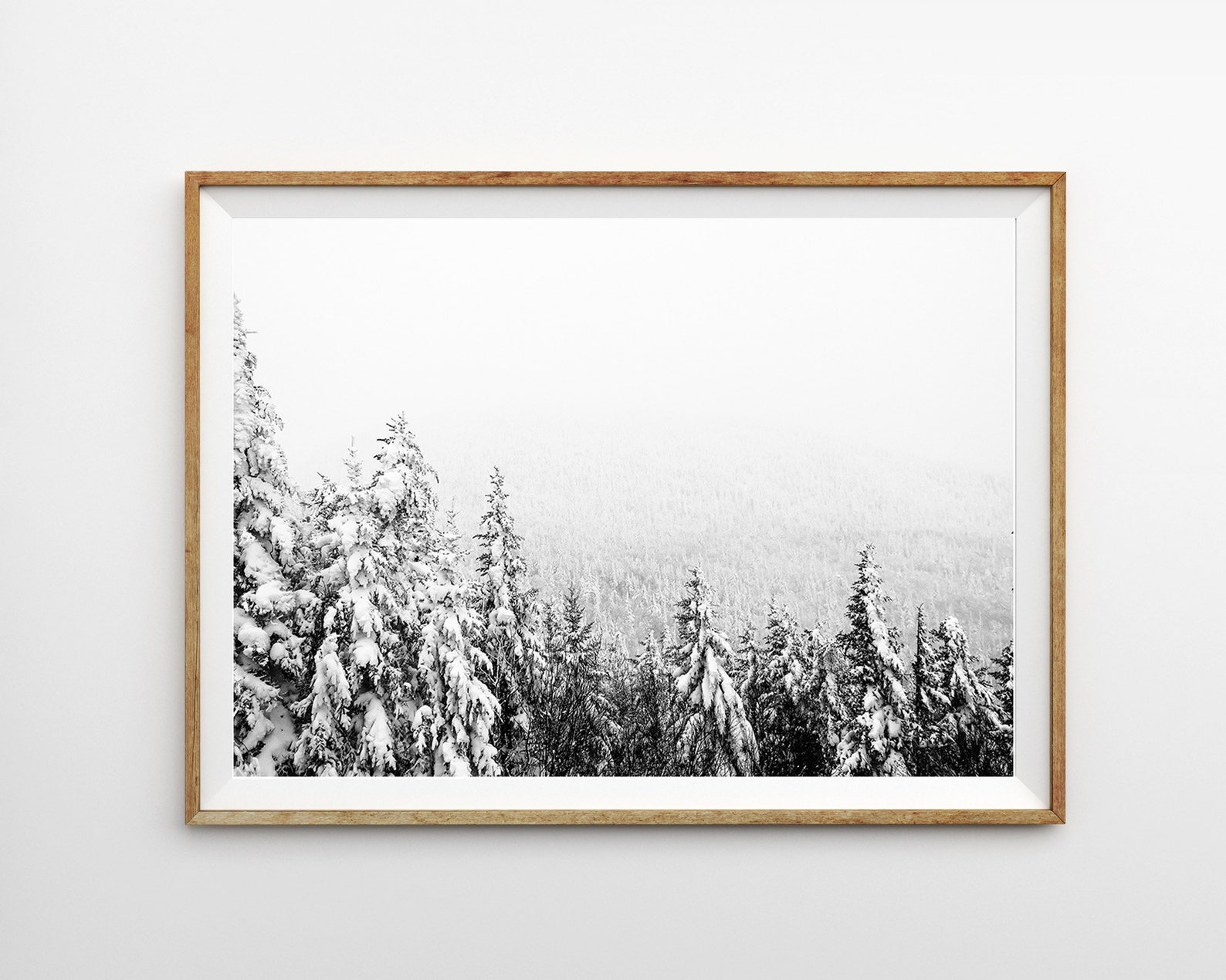 Winter Forest Print Christmas Wall Art Snow Covered Pine Trees ...