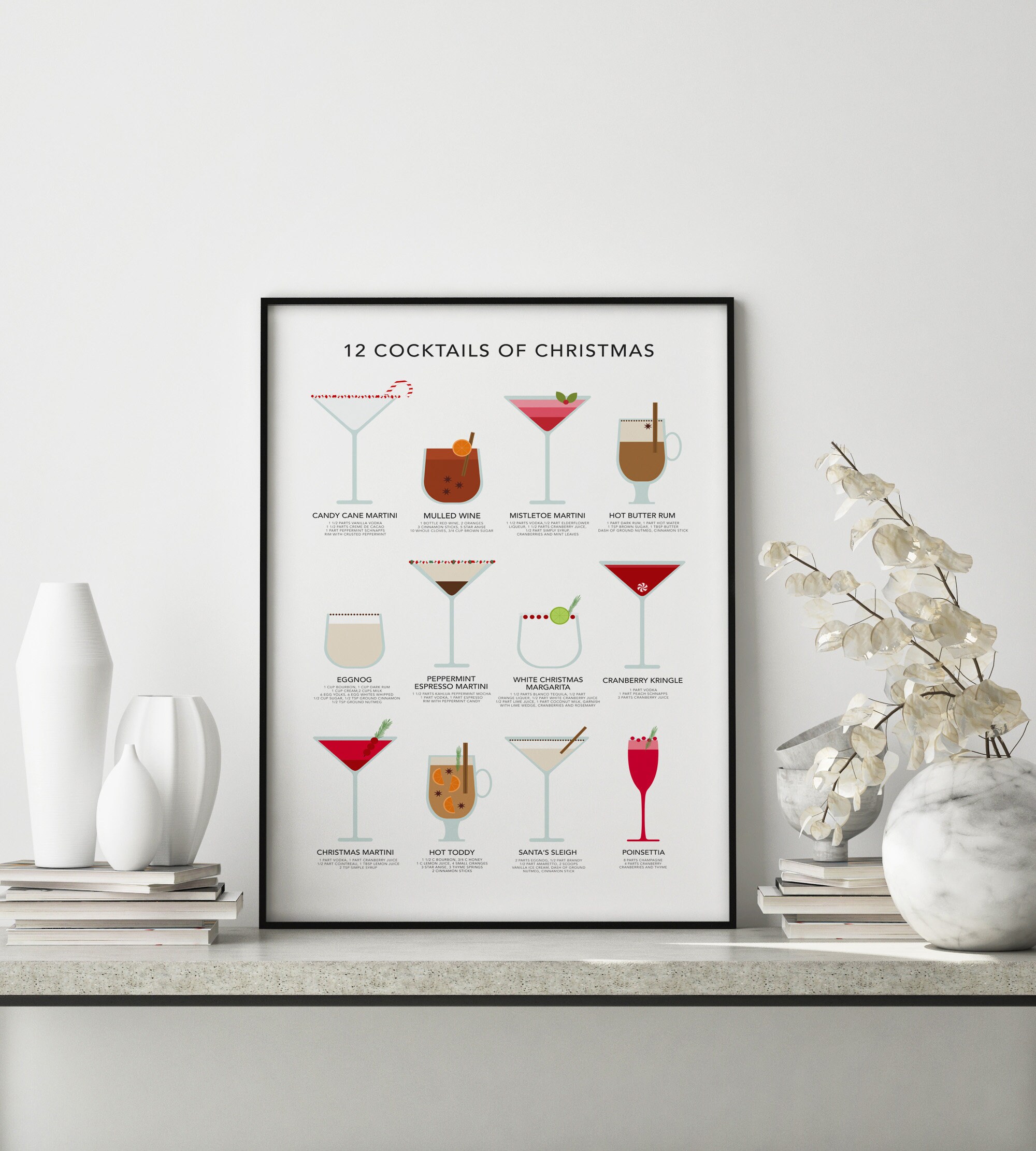 Cocktail Poster Holiday Cocktail Print Bar Cart Print Bar | Etsy