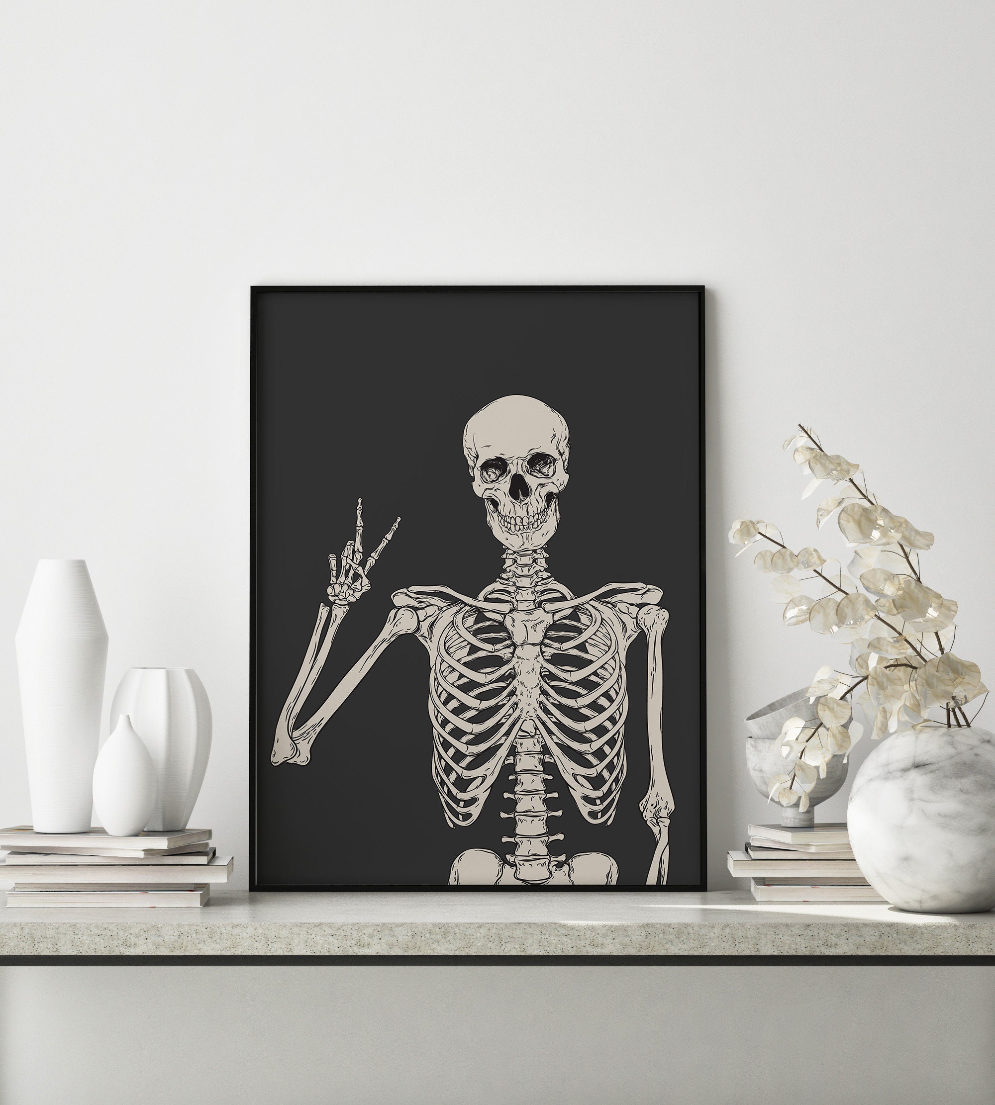 Skeleton Print, Halloween Wall Art, Halloween Decor, Digital Prints ...