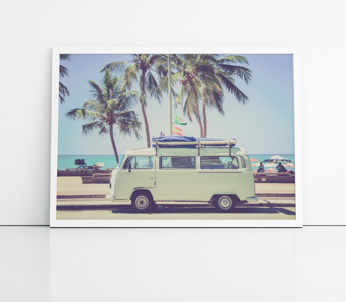 Surf Van Print Beach Wall Art Beach Decor California Wall Art | Etsy
