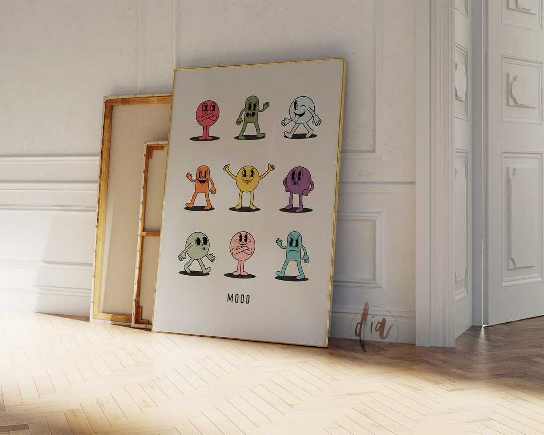 Retro Wall Art Mood Poster Print, Emotions Print, Retro Emotions Wall ...