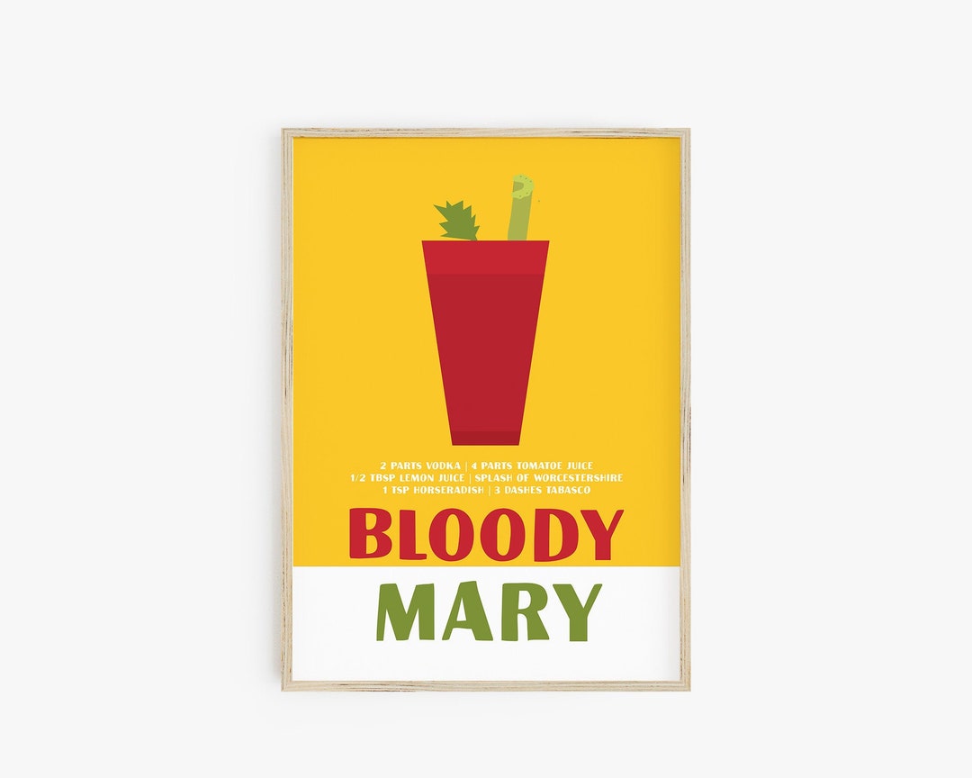 Bloody Mary Cocktail Poster Print, Liquor Poster, Preppy Wall Art, Bar ...