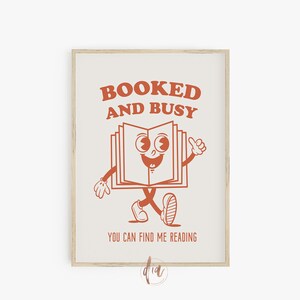 Classroom Poster, Reading Wall Art Print, Retro Book Mascot Character ...