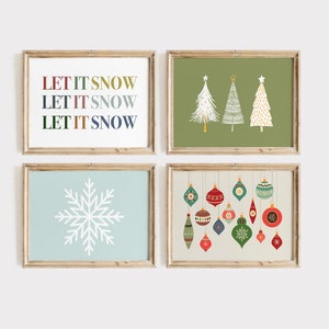 Christmas Gallery Wall Set of 17, Retro Christmas Decor, Holiday ...
