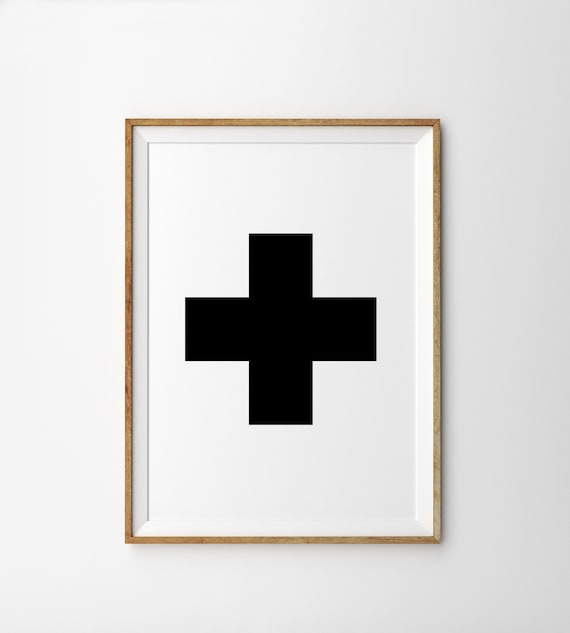 Swiss Cross Print Scandinavian Print Plus Sign Cross Wall Art | Etsy