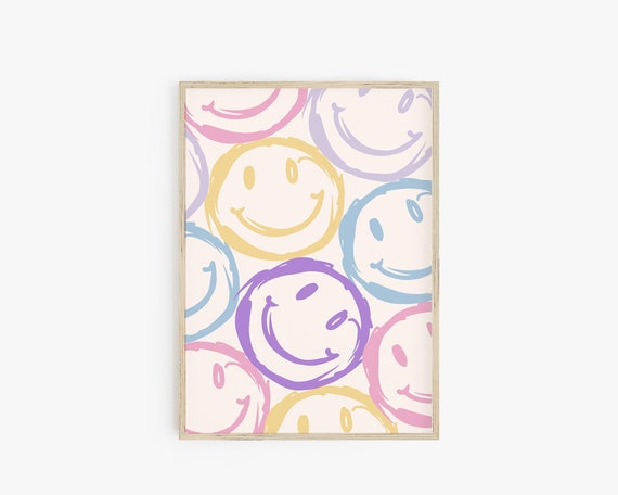 Smiley Face Poster Y2K Print Danish Pastel Decor Y2K Decor | Etsy