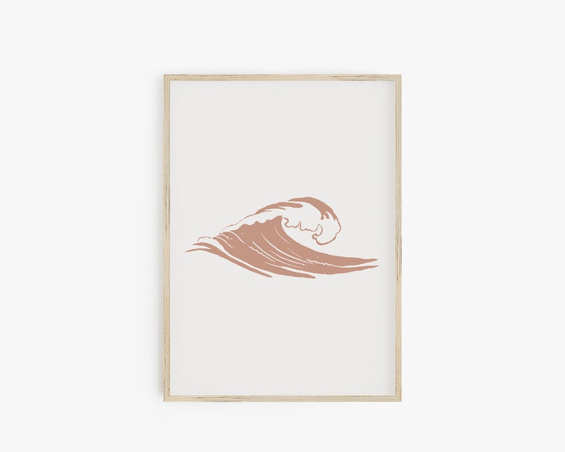 Boho Surf Print Set of 6, Abstract Coastal Wall Art, Mid Century Modern ...