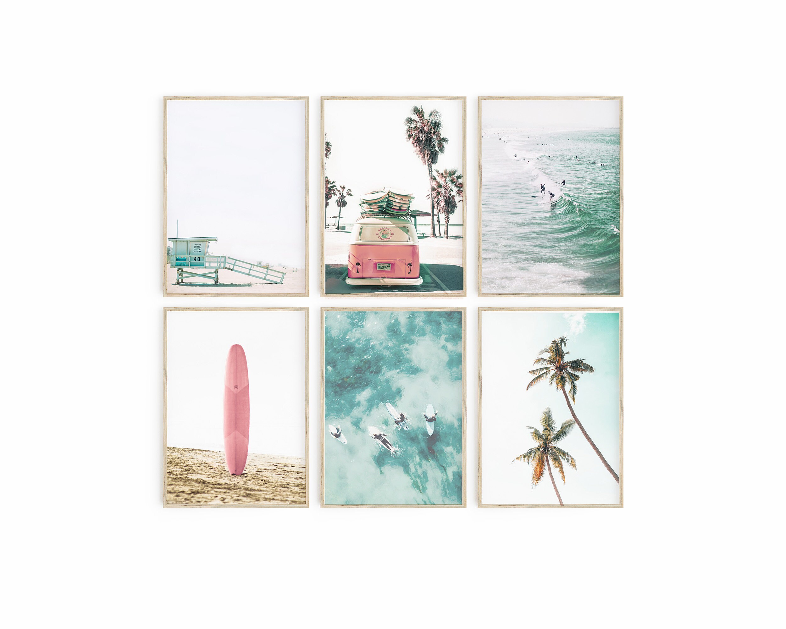 Set of 6 Beach Prints Coastal Prints California Wall Art | Etsy