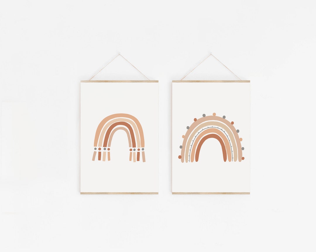 Neutral Boho Rainbow Set of 2 Prints Burnt Orange Terracotta Rainbow ...