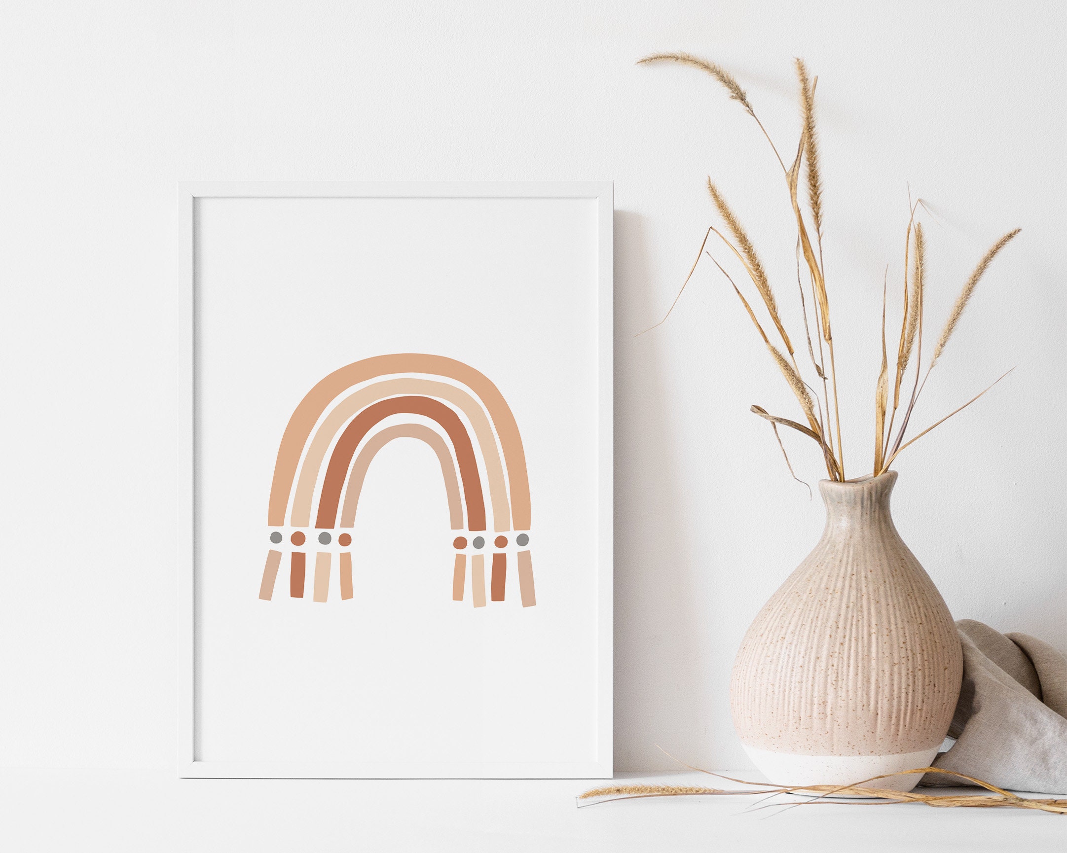 Neutral Boho Rainbow Set of 2 Prints Burnt Orange Terracotta Rainbow ...