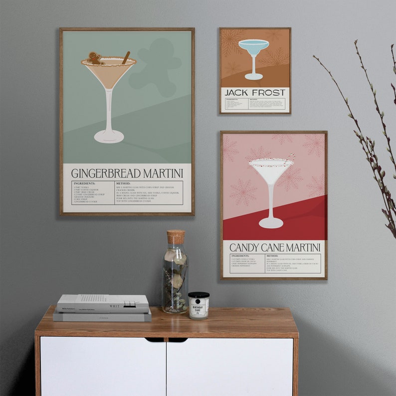 Retro Christmas Poster Bundle, Set of 12 Preppy Xmas Decor, Mid Century ...