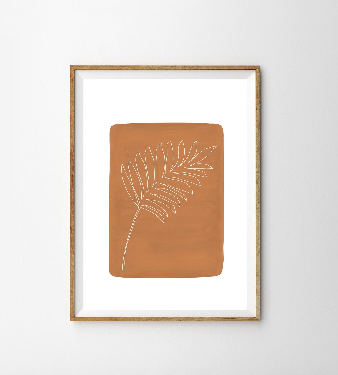 Botanical Line Art Print Fern Wall Art Terracotta Watercolour | Etsy