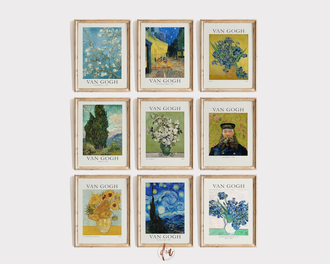 Van Gogh Poster Bundle of 9, Gallery Wall Set, Vintage Exhibition ...