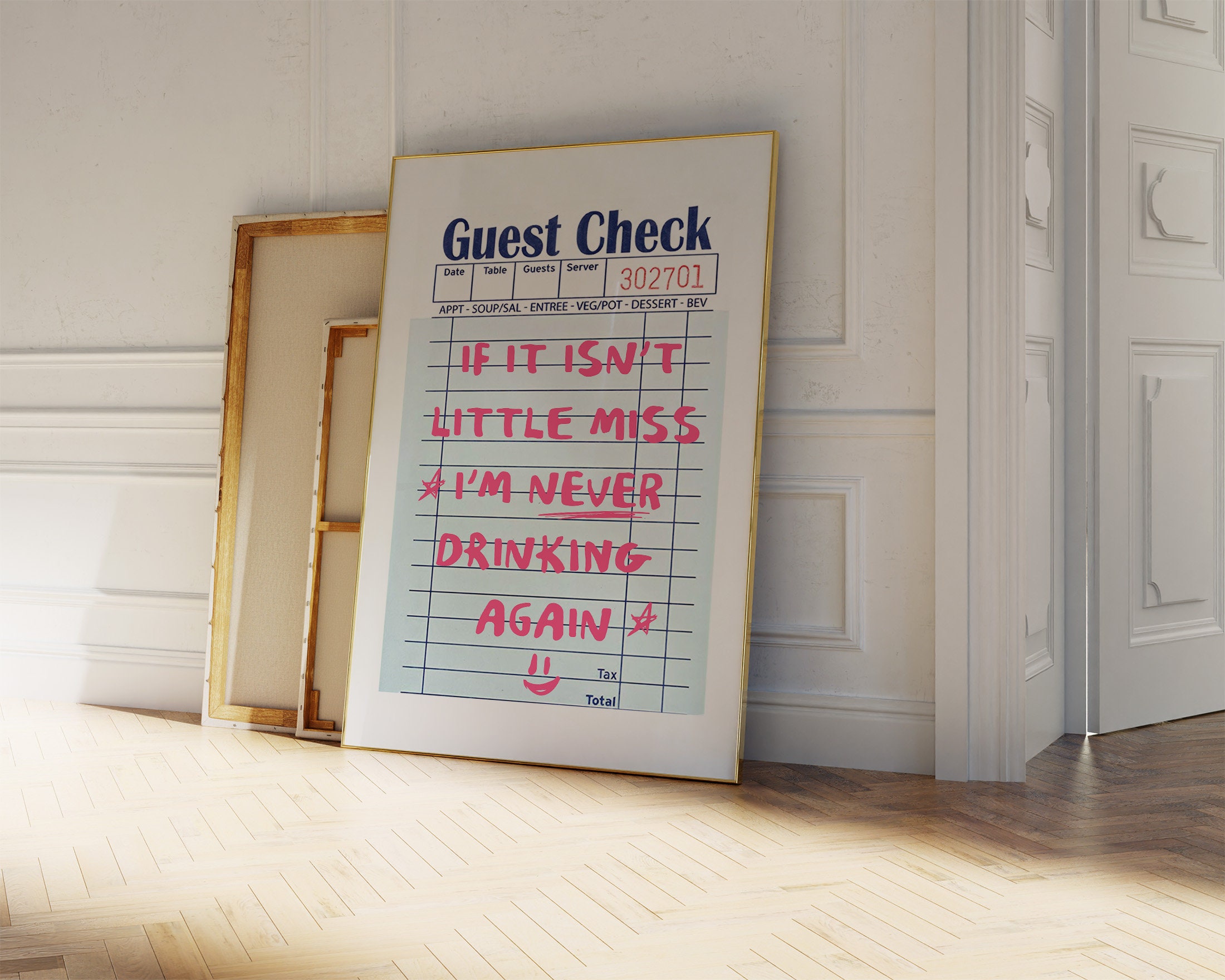 Guest Check Poster Print Set of 12, Trendy Wall Art, Retro Prints ...