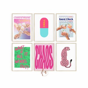 Trendy Gallery Wall Set 0f 17 Prints, Preppy Posters, Pink DIGITAL ...