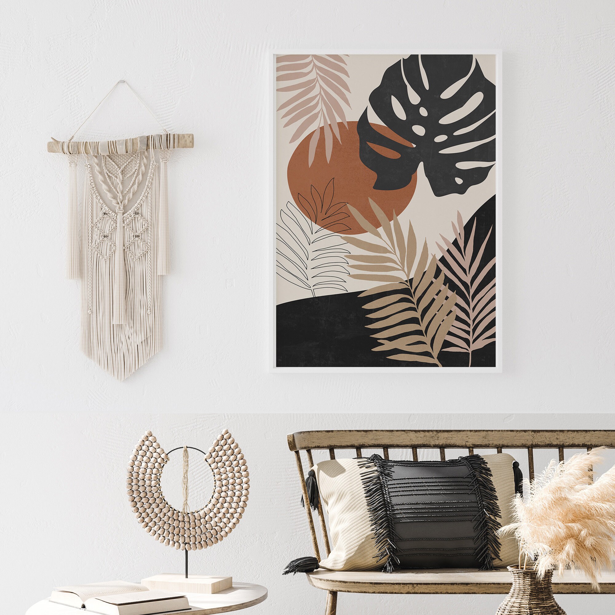 Boho Print Monstera Wall Art Abstract Botanical Print Boho - Etsy