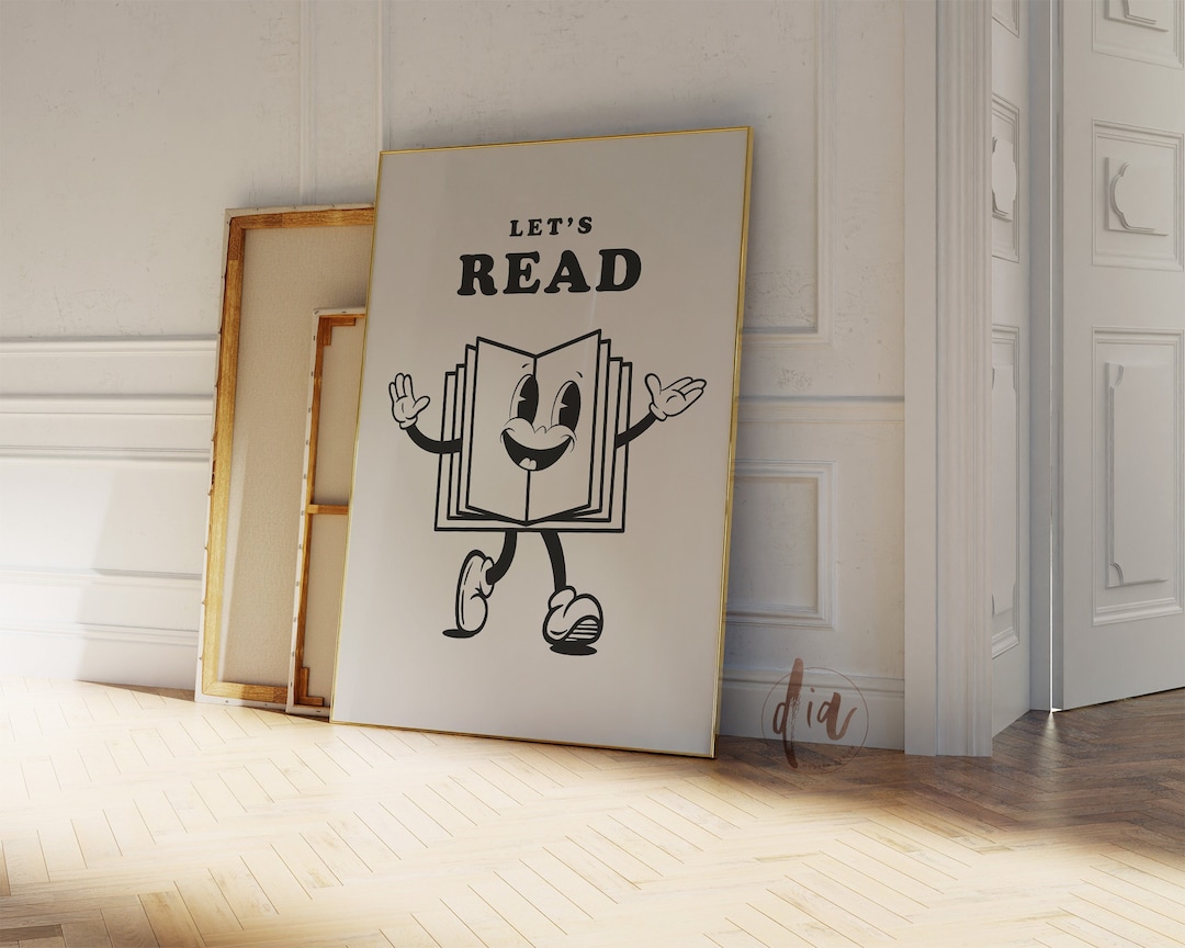 Classroom Wall Art, Retro Reading Poster, Classroom Decor, Let's Read ...