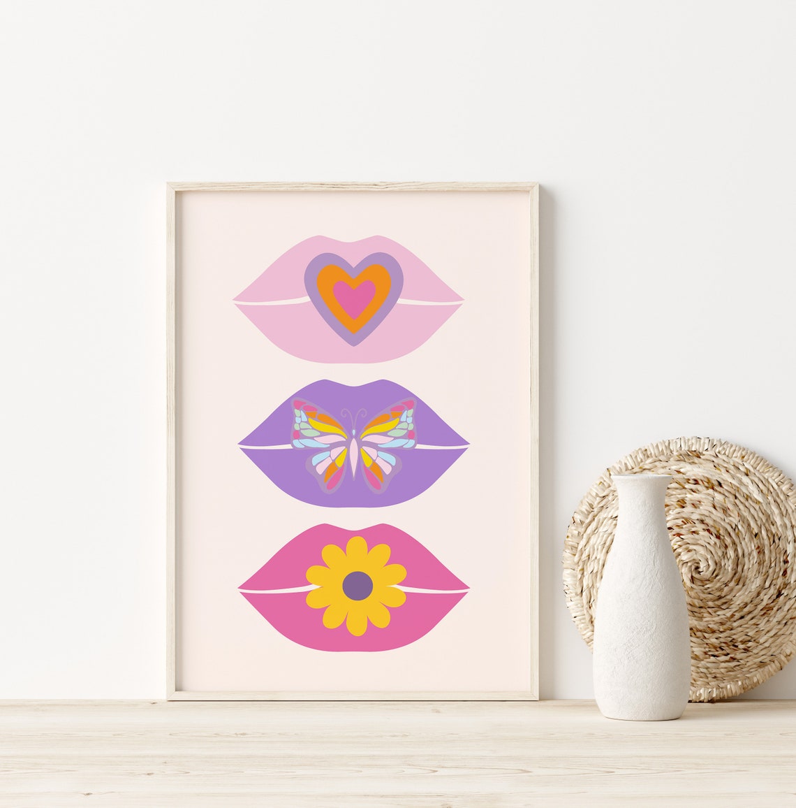 Retro Lips Print Y2K Poster Funky Lips Printable Art Danish - Etsy