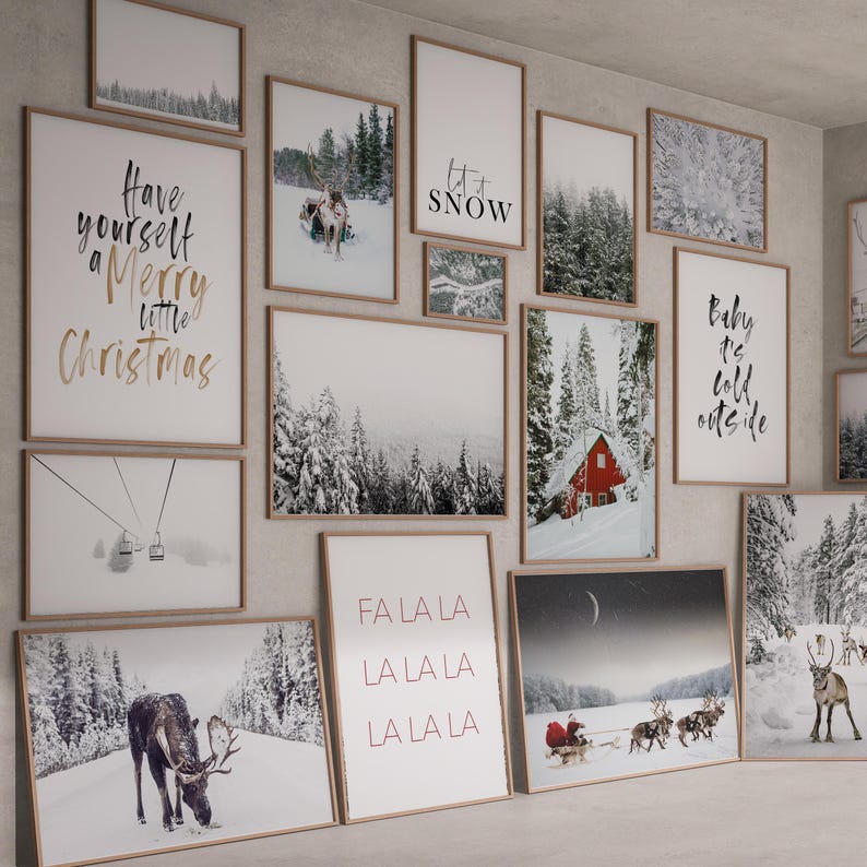 Christmas Prints, Printable Winter Wall Art Set, Holiday Decor, Modern ...