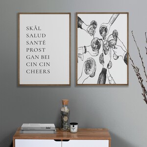 Cheers Printable Poster Set of 2, Cheers Sign, Bar Cart Print, Cocktail Print, Bar Cart Art ...