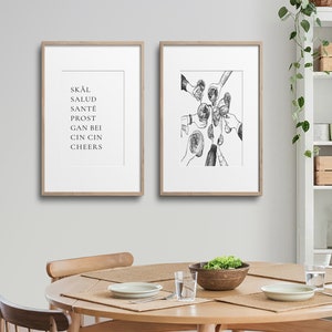 Cheers Printable Poster Set of 2, Cheers Sign, Bar Cart Print, Cocktail Print, Bar Cart Art ...