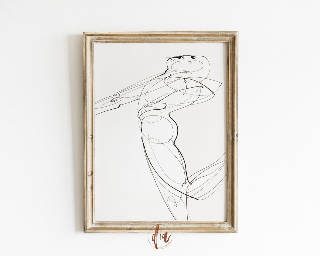 Abstract Male Drawing, Vintage Figure Art, Abstract Male Sketch ...