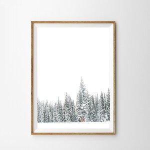 Winter Decor Set of 2 Prints Tree Wall Art Snow Covered Trees Printable ...