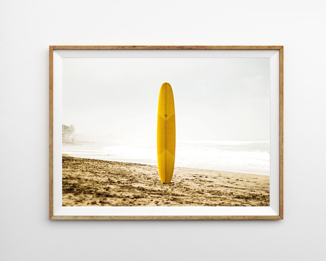 Horizontal Surfboard Print Beach Decor California Wall Art Yellow ...